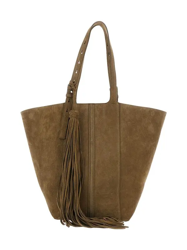 GOLDEN GOOSE Suede Shopping Tote With Nappa Fringes - Multicolor