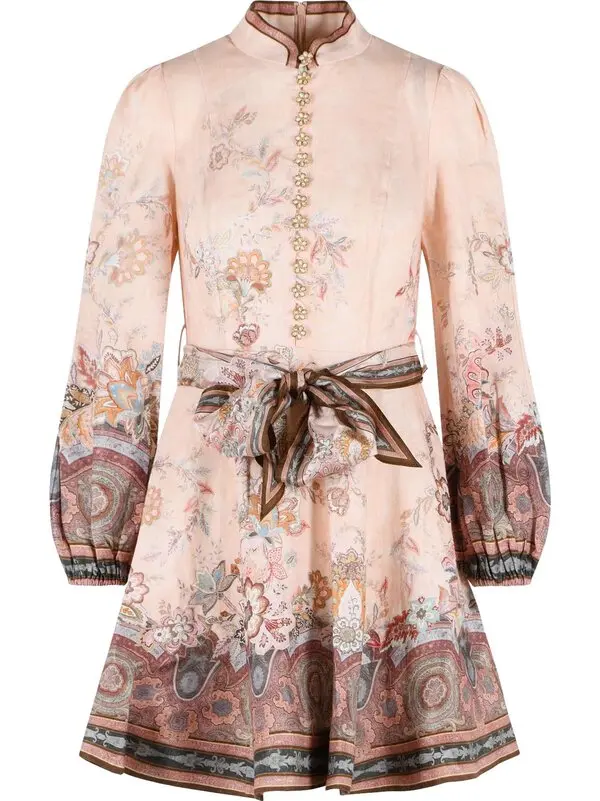 Zimmermann Alchemy Linen Mini Dress - Pink