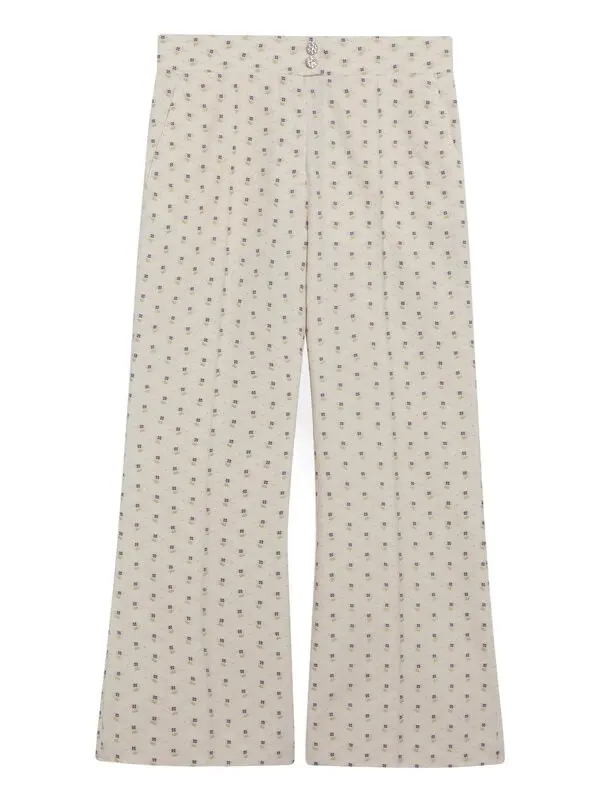 Valentino Garavani Ivory Trousers With Floral Pattern - Cream