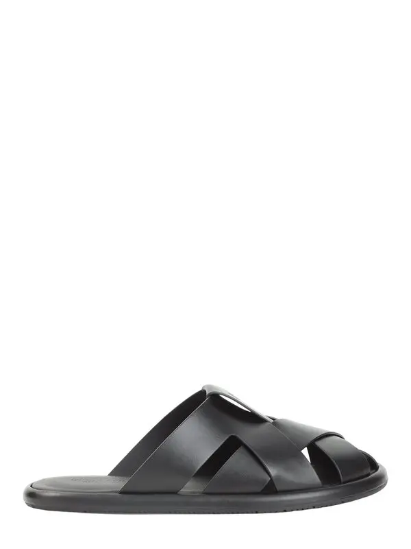 Giorgio Armani Leather Crossover Sandals - Black
