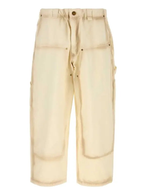 WILLY CHAVARRIA Ivory Cotton Wide-leg Workwear Toluca Pant - White