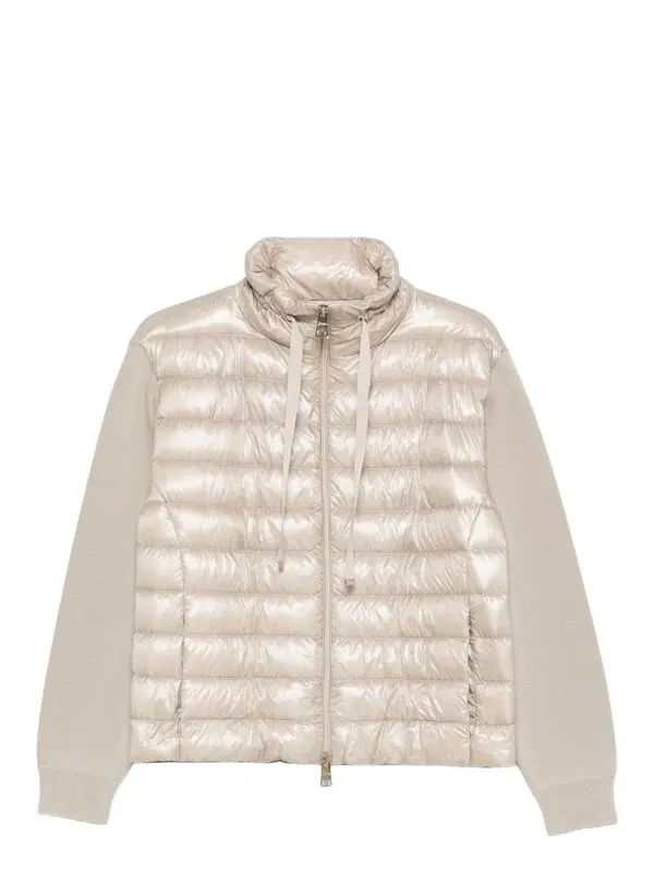 Herno Quilted High Neck Down Jacket With Contrasting Knit Sleeves - Multicolor