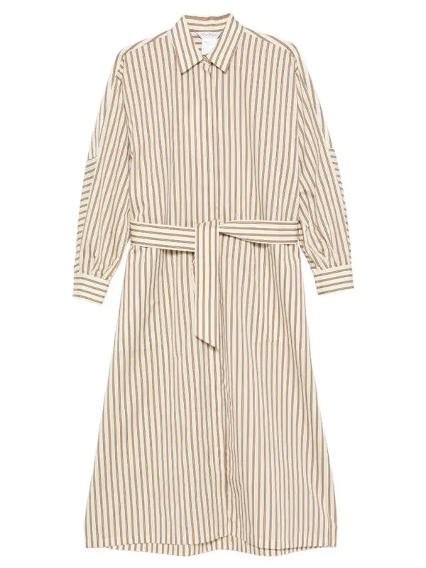 Max Mara Striped Silk Blend Belted Dress - Multicolor