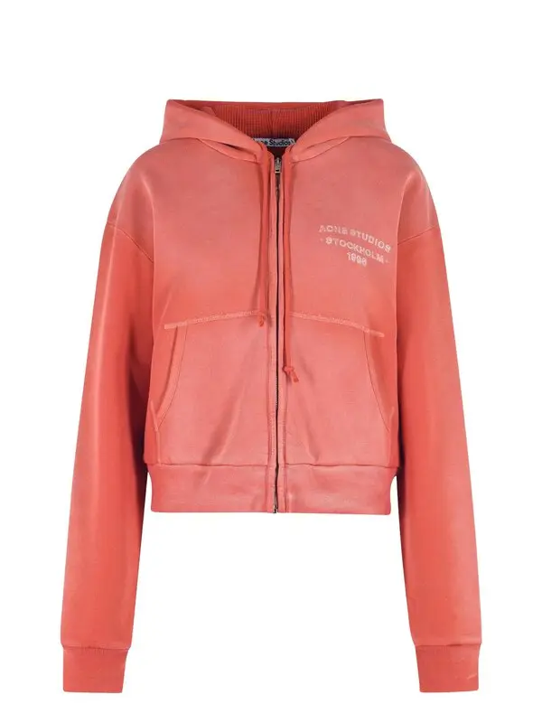 Acne Studios Cotton Fleece Zip-up Hoodie - Red