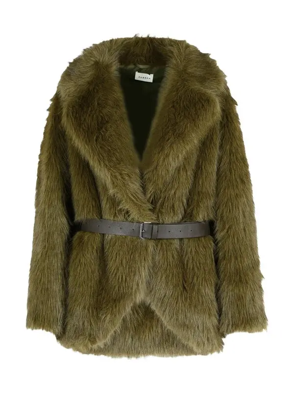 P.a.r.o.s.h Belted Faux Fur Coat - Green