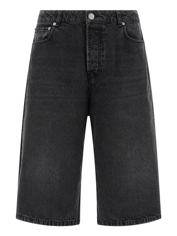 Ami Garment-dyed Denim Bermuda Shorts - Black
