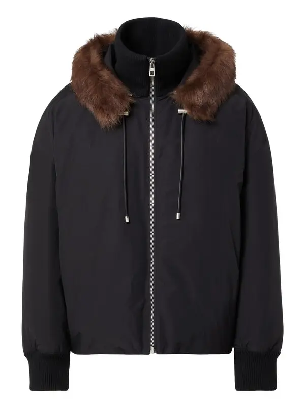 Loewe Shearling-trimmed Cotton-blend Jacket - Black