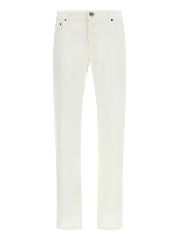 Jacob Cohen Bard Stonewashed Straight Leg Jeans - White
