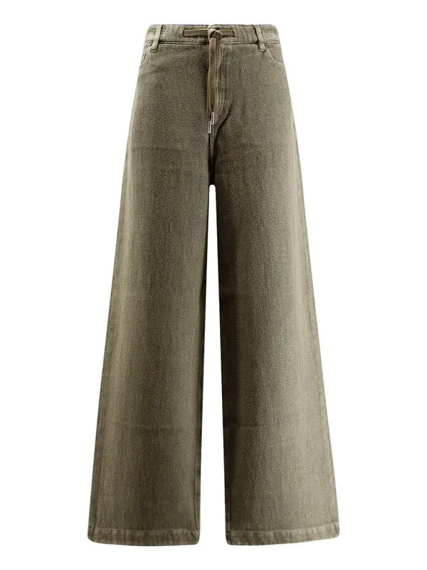 GOLDEN GOOSE Wide Leg Cotton And Linen Trousers - Multicolor