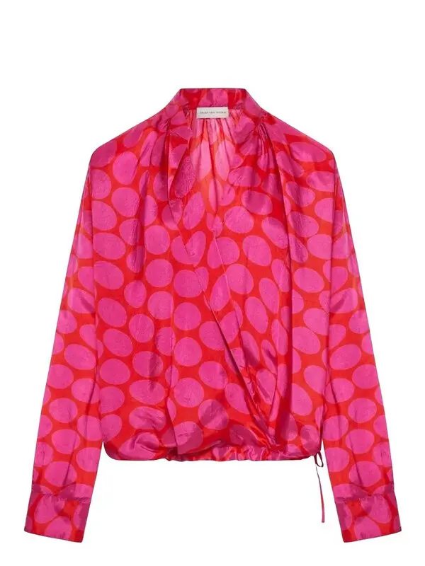 Dries Van Noten Long Sleeve Wrap Blouse With Tie Detail - Multicolor