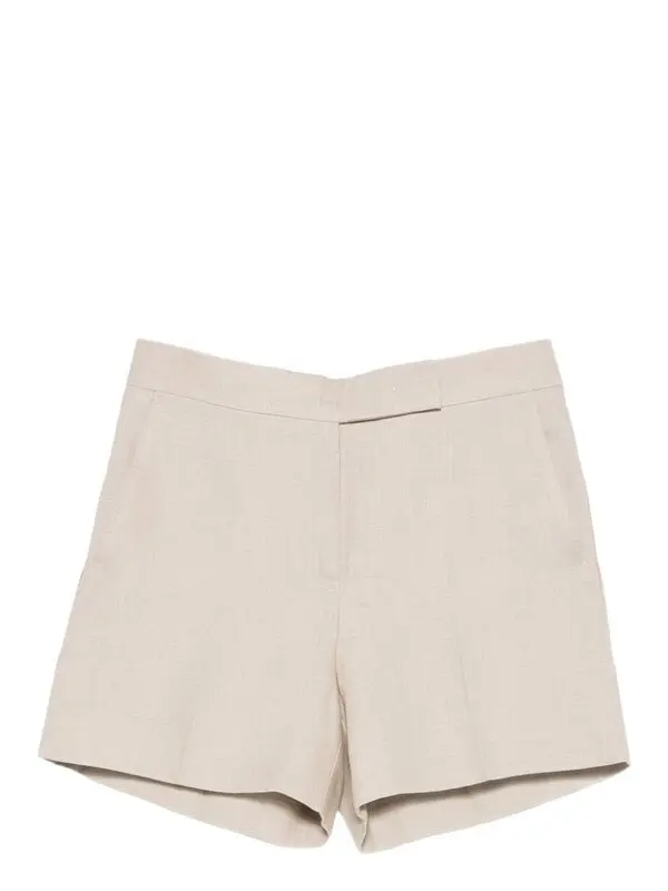 Max Mara Beige Linen Seam Pocket Shorts - Multicolor