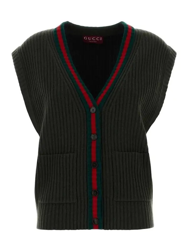Gucci Ribbed Wool Vest - Green