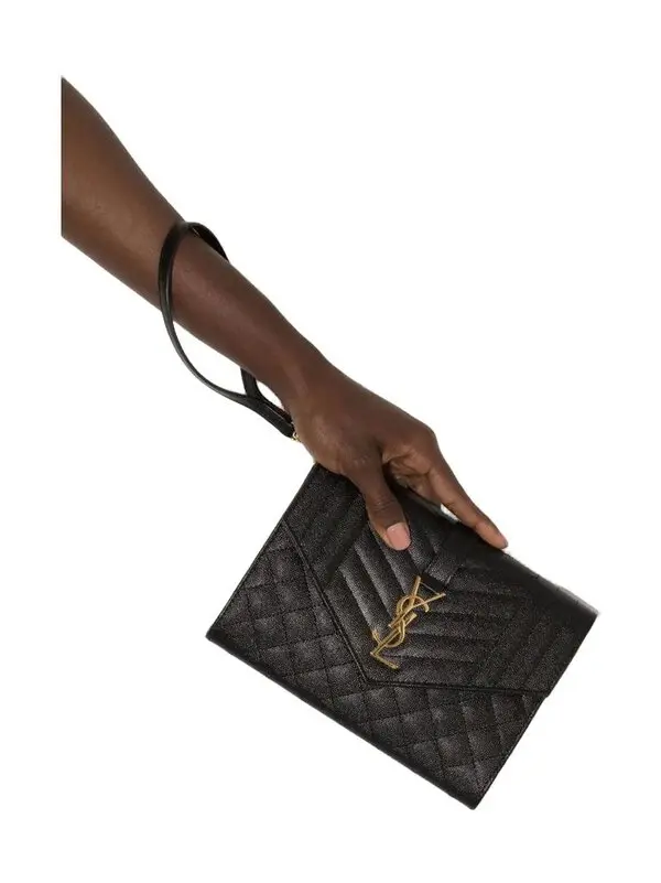 Saint Laurent Leather Matelassé Clutch Bag - Black