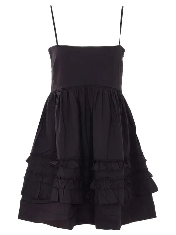 GANNI Mini Frill Dress - Black
