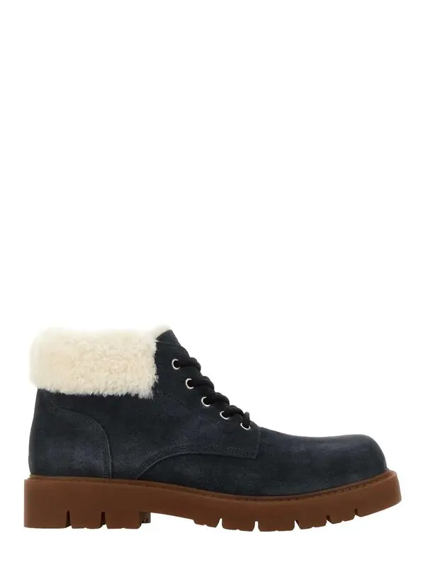 Bottega Veneta Denim Suede Haddock Ankle Boots - Blue