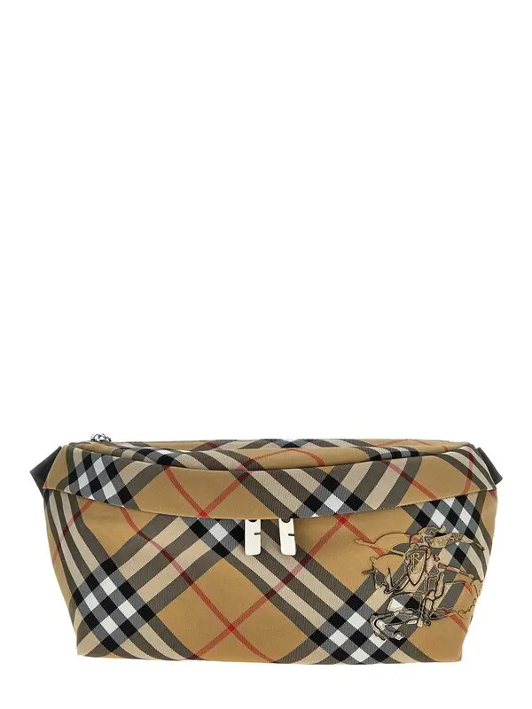 Burberry Checked Waist Bag With Ekd Logo - Cream