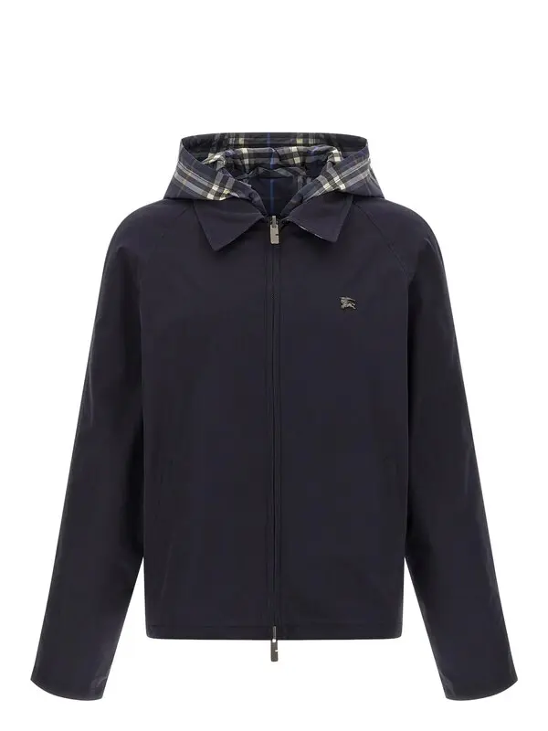 Burberry Reversible Jacket With Adjustable Hood - Blue
