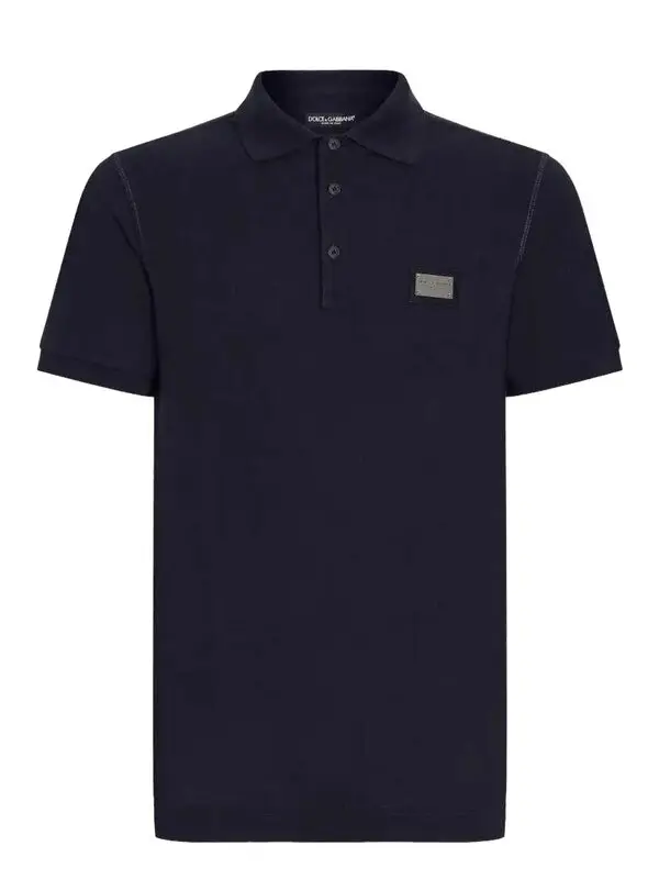 Dolce & Gabbana Polo Shirt With Applique - Blue