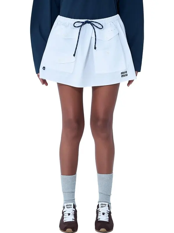 Miu Miu Drawstring Pocket Mini Skirt - White