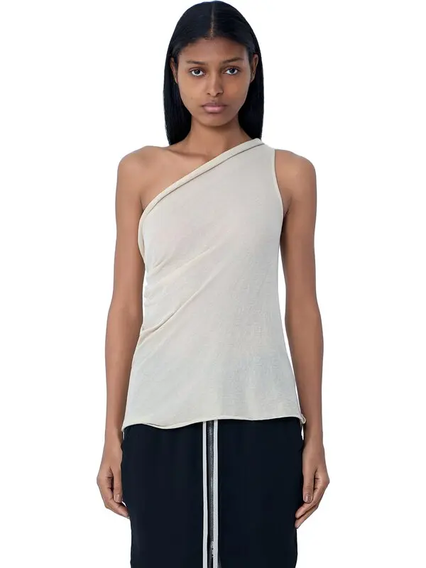 Rick Owens Asymmetrical Draped T-shirt - Cream