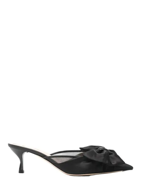 Fendi Black Bow Detail Stiletto Heel Mules - White