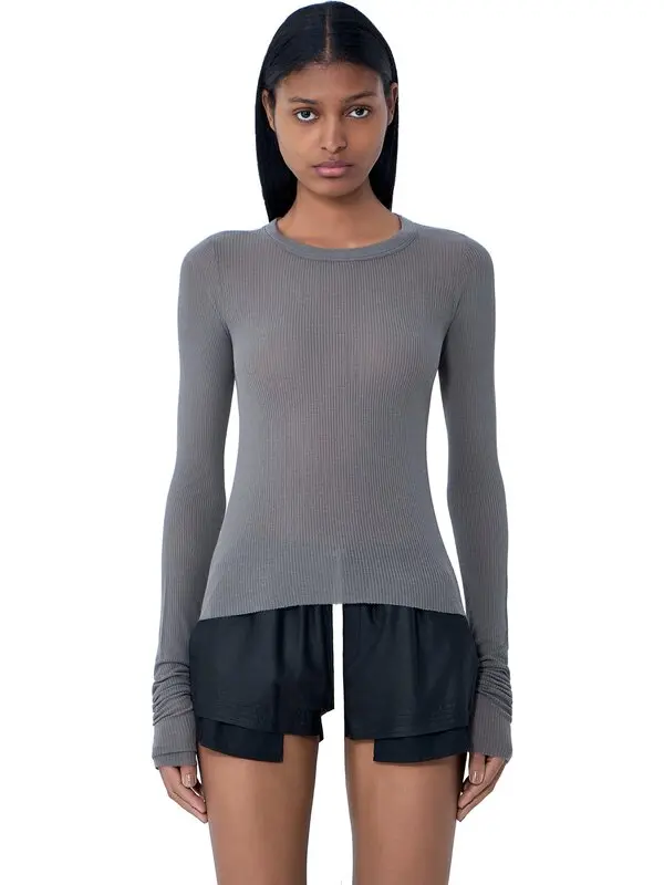 Rick Owens Ribbed Long Sleeve T-shirt - Gray