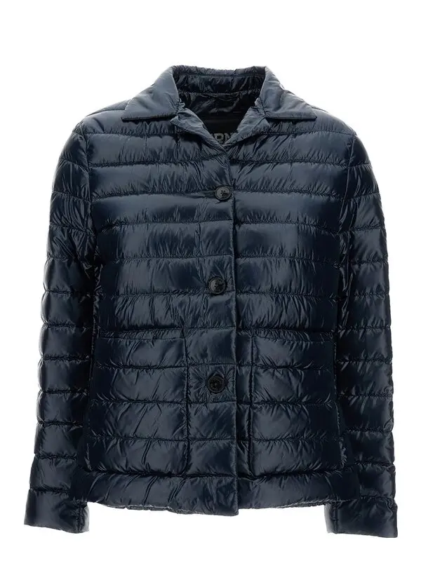 Herno Quilted Down Jacket With Pointed Collar And Button Fastening - Multicolor