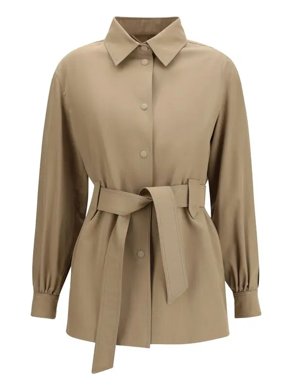 Max Mara Wool Belted Jacket-shirt - Brown