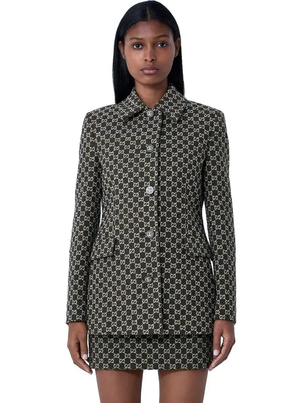 Gucci Gg Bouclé Jacket - Green