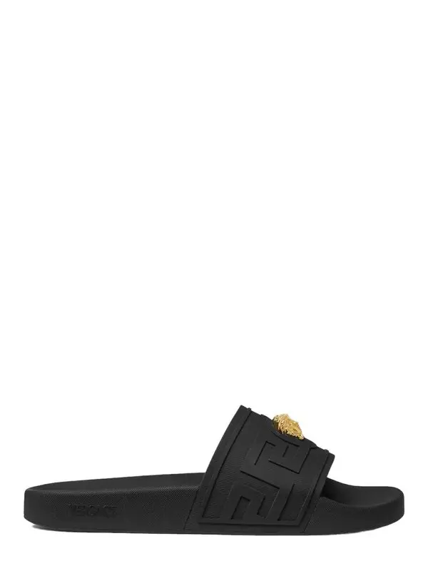 Versace La Medusa Slide Sandals - Black