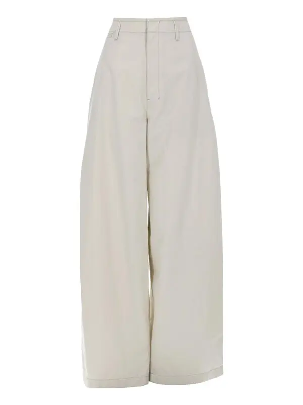 LEMAIRE Wide Leg Cotton Chinos - Cream