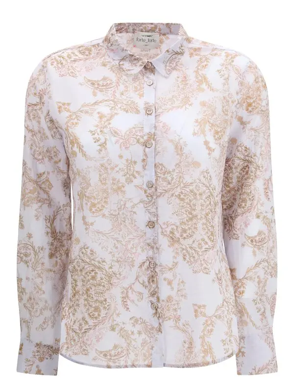 FORTE_FORTE Nontiscordardime" Print Regular Fit Voile Shirt - Multicolor
