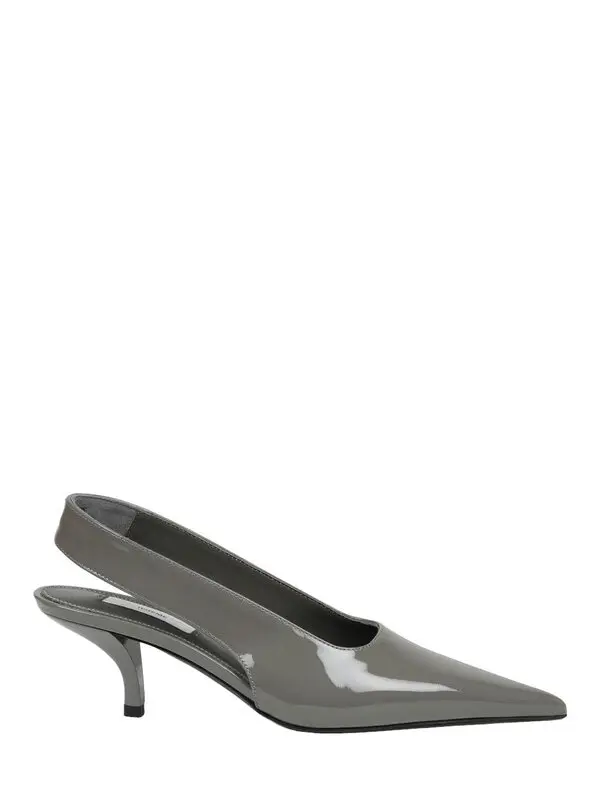 TOTEME Décolleté Leather Slingbacks - Gray
