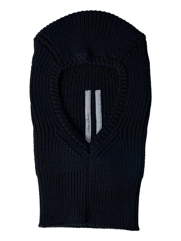 Rick Owens Ribbed Knit Cut-out Balaclava - Black