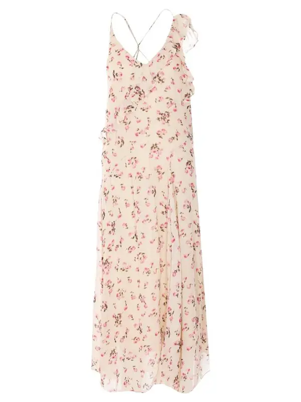 Isabel Marant Étoile Luxie Long Dress With Floral Print And Ruffle Detail - Cream