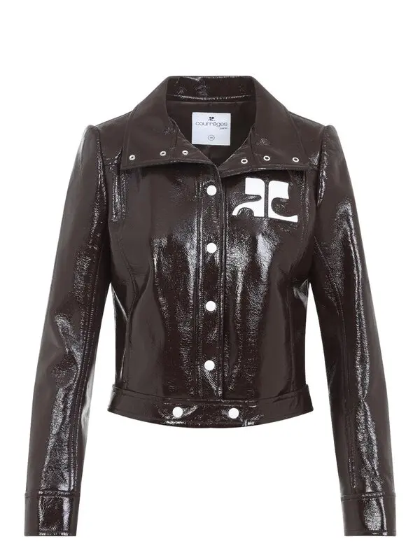 COURREGES Courrèges Chocolate Vinyl Logo Jacket - Brown