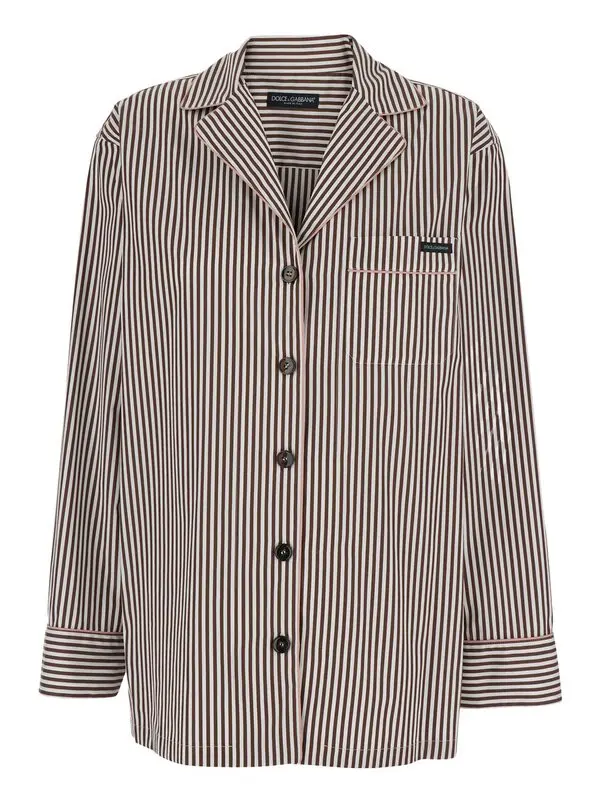 Dolce & Gabbana Striped Cotton Shirt With Revere Collar - Multicolor