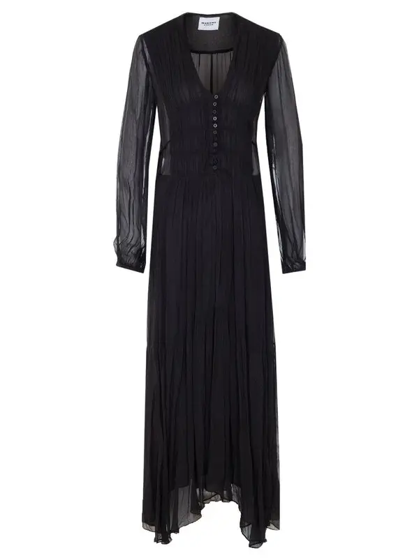 Isabel Marant Étoile Long Sleeve V-neck Dress - Black