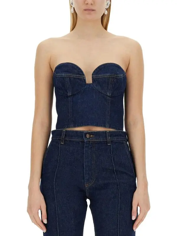 Magda Butrym Denim Corset Top - Blue