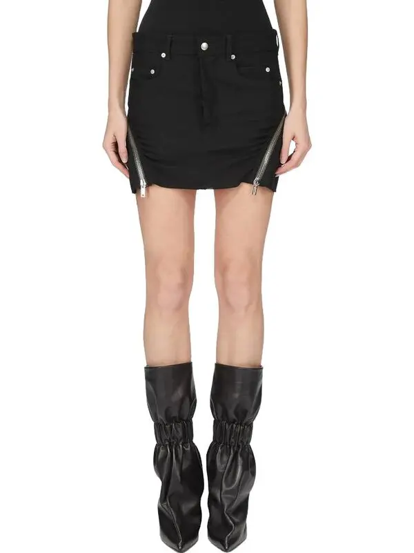 Rick Owens Viscose Blend Knit Skirt With Side Slit - Black