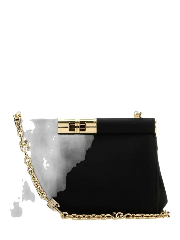 Dolce & Gabbana Satin Clutch With Golden Metal Finishing - Black