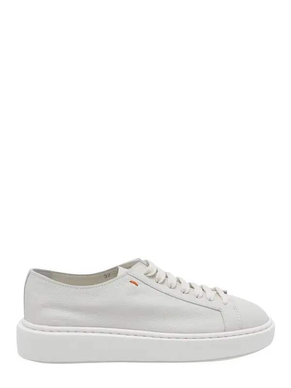 Santoni Clean Leather Sneakers - White