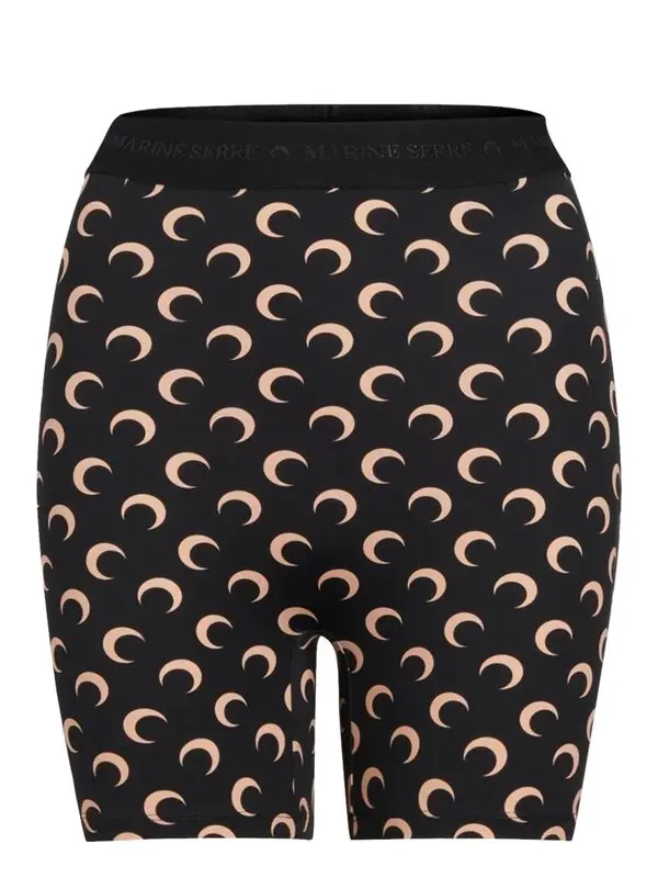 MARINE SERRE All Over Moon Print Slim Fit Shorts - Black