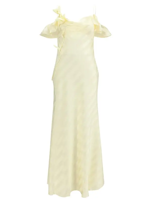 SELF-PORTRAIT Satin Striped Dress - Yellow