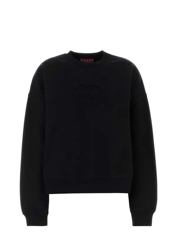 Gucci Oversized Cotton Sweatshirt With Embossed Logo - Black