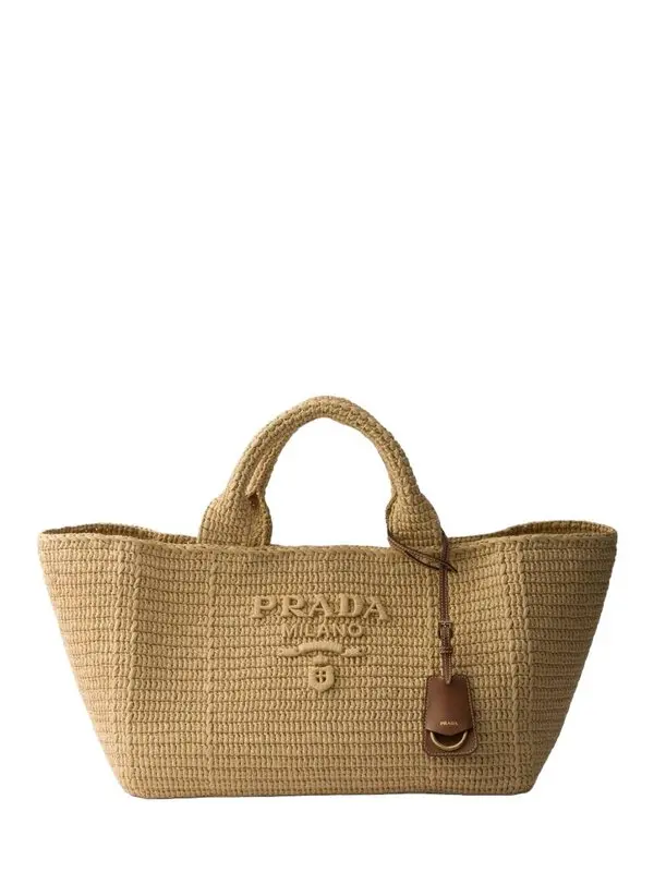 Prada Woven Tote Bag With Detachable Pouch - Multicolor