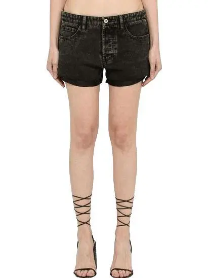 Miu Miu Cotton Denim Shorts - Black