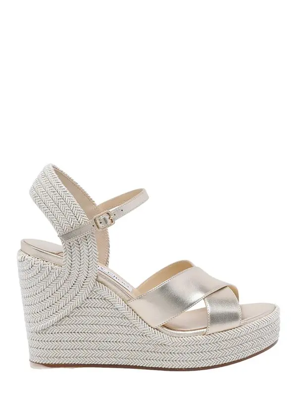 JIMMY CHOO Dellena Embellished Wedge Sandals - Gold