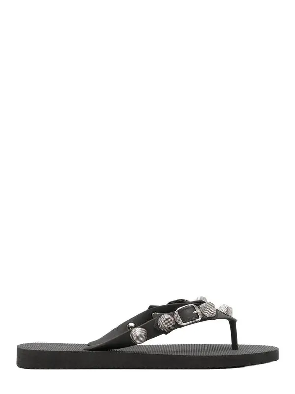 Balenciaga Embellished Studded Flip-flops - Black