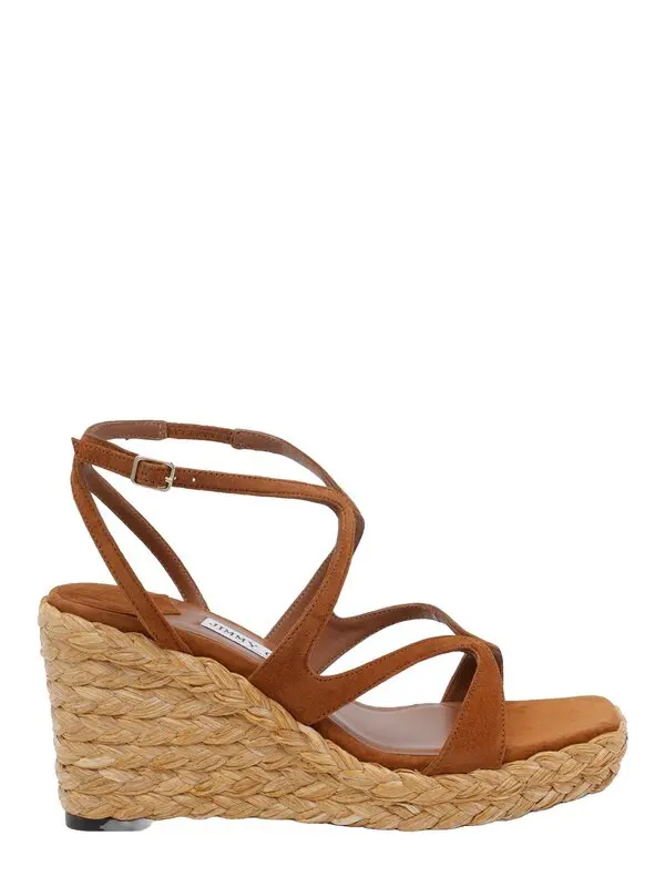 JIMMY CHOO Ayla Rope Wedge Sandals With Appliqu - Brown